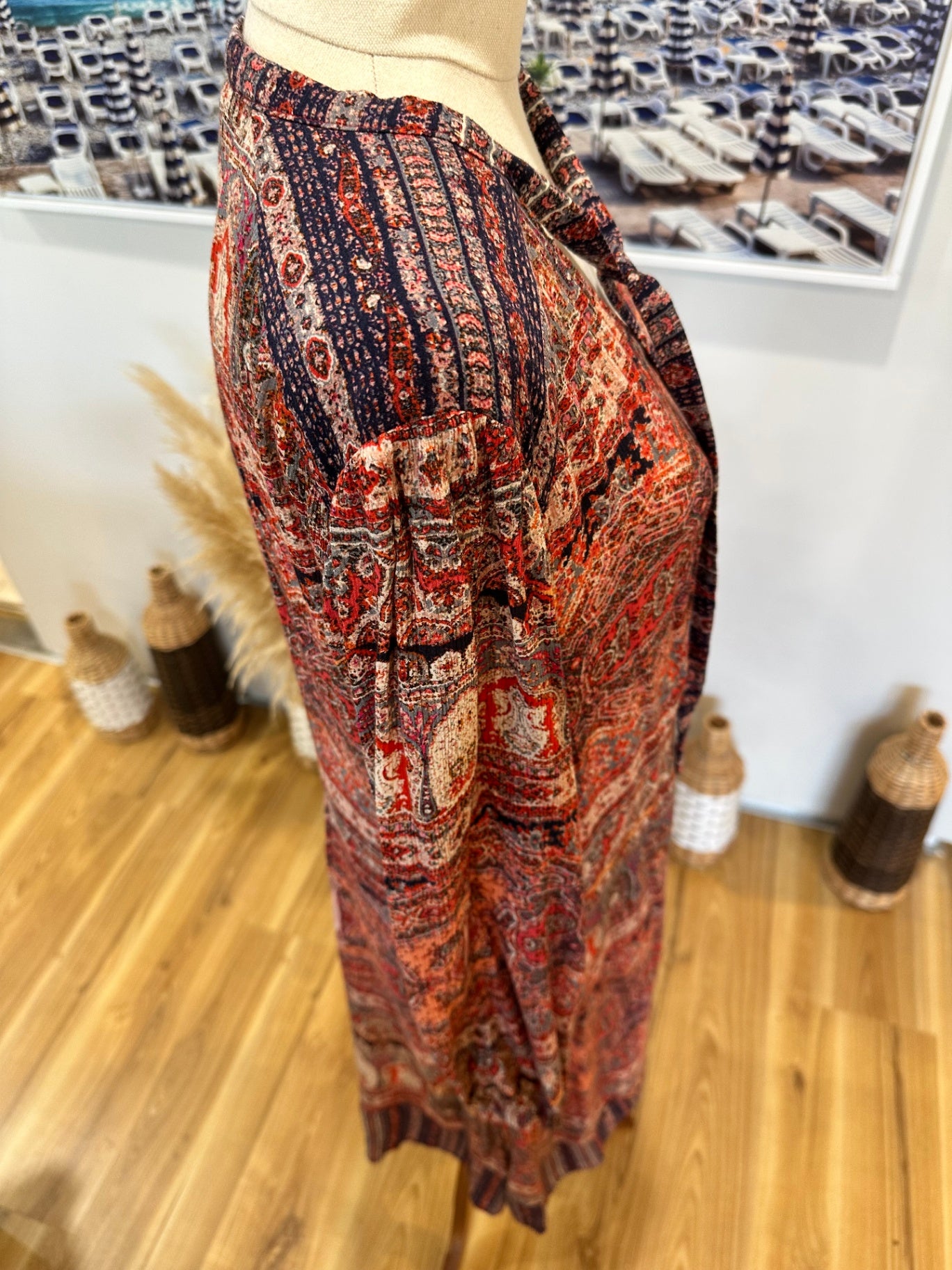 Lilac & Sage - Bohemian Dress - Medium Red, Orange, Black, White ...